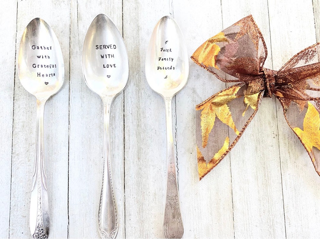 Stamped Serving Spoons Thanksgiving Dinner Table Settings Handstamped ...
