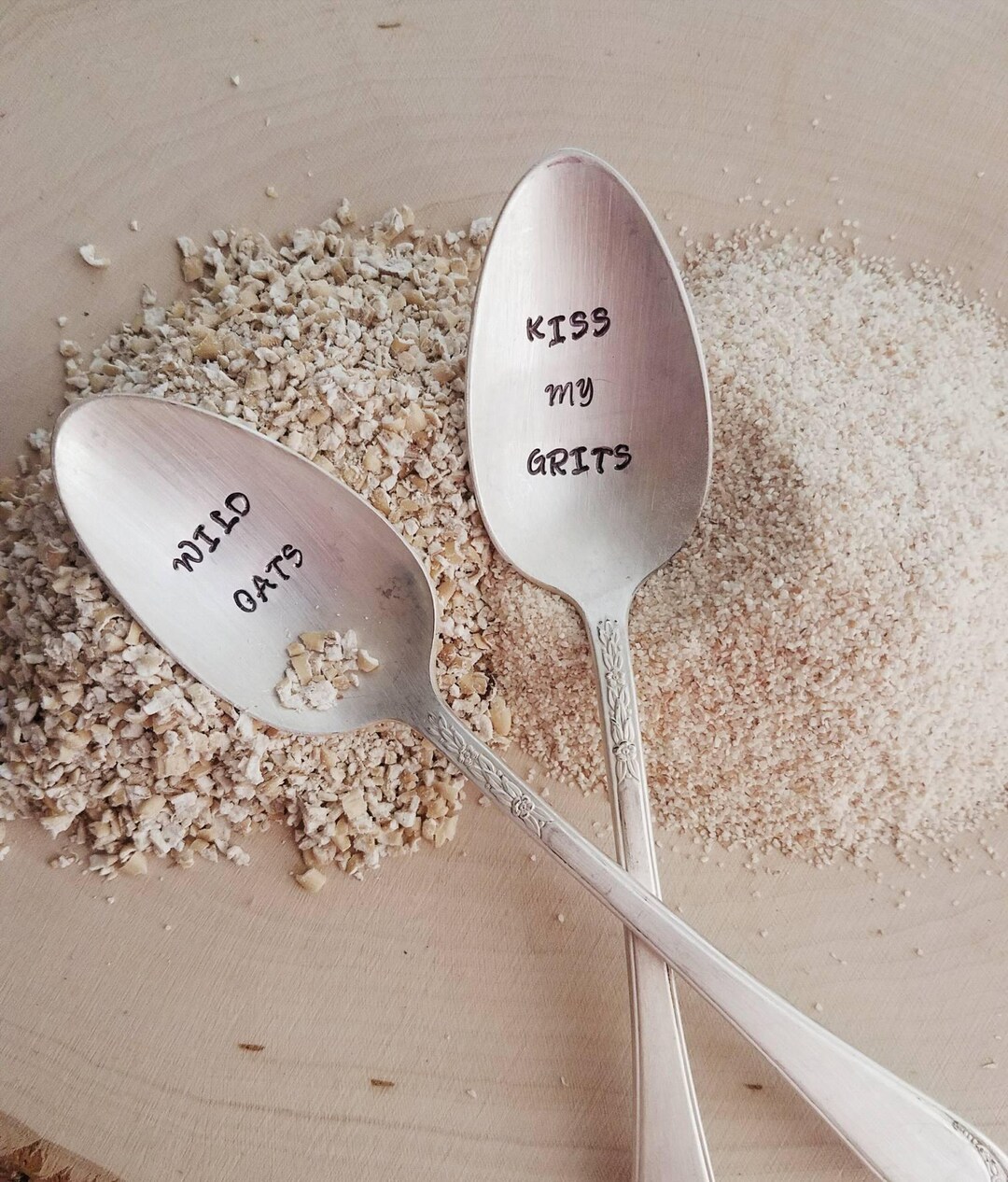 Stamped Spoons Oatmeal Spoon Grits Spoon Cereal Spoon Wild Oats Kiss My ...