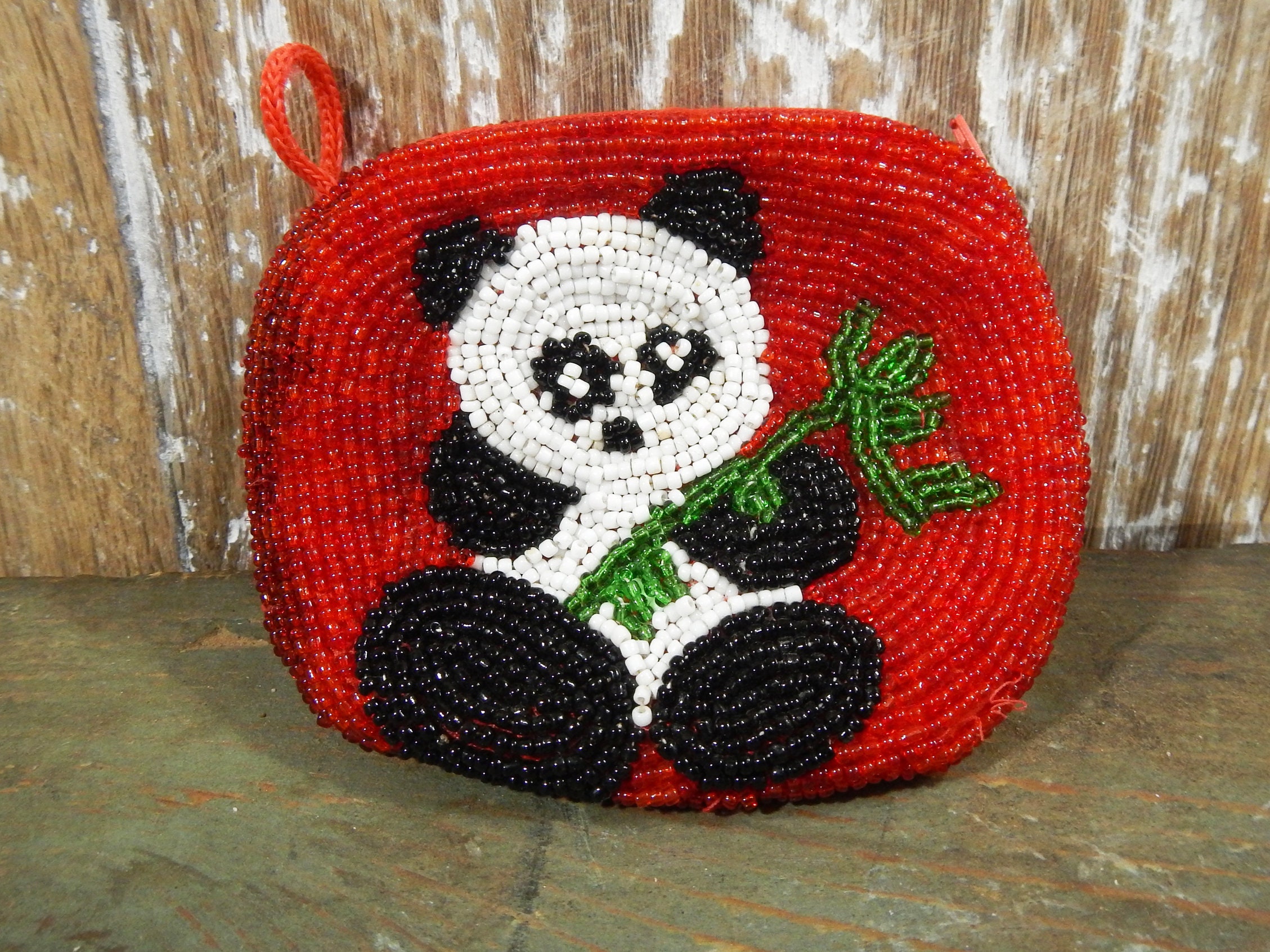 Vintage Panda Beadwork Coin Purse Vintage Beaded Wallet - Etsy