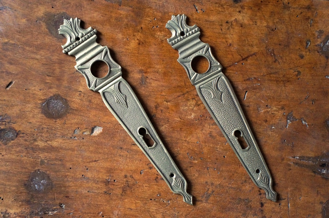 Set of Two Brass Plate Door Lock, Door Lockset Plate, Decorative Key ...