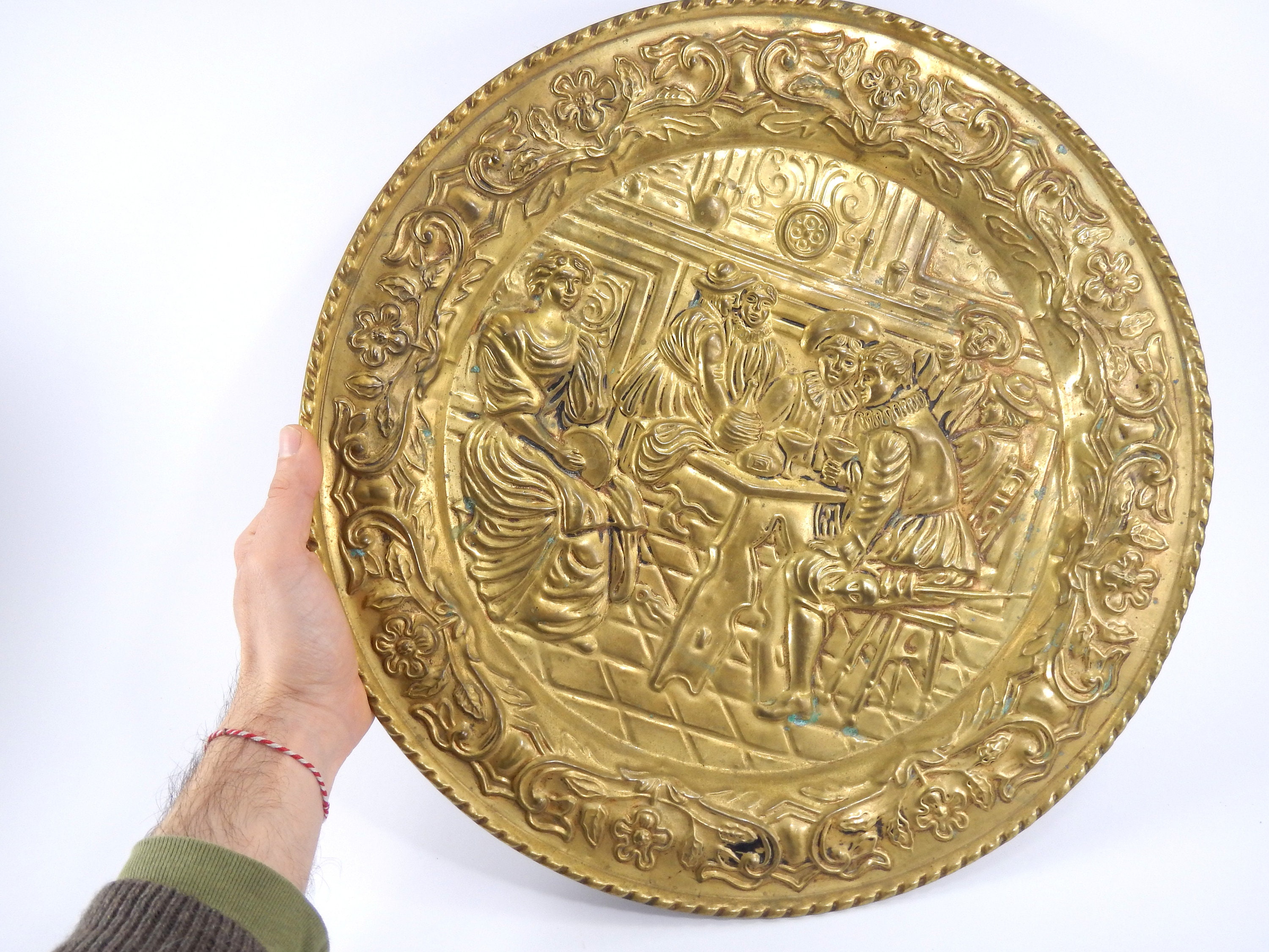 Vintage Brass Wall Décor Embossed Plate Vintage Wall Decor - Etsy