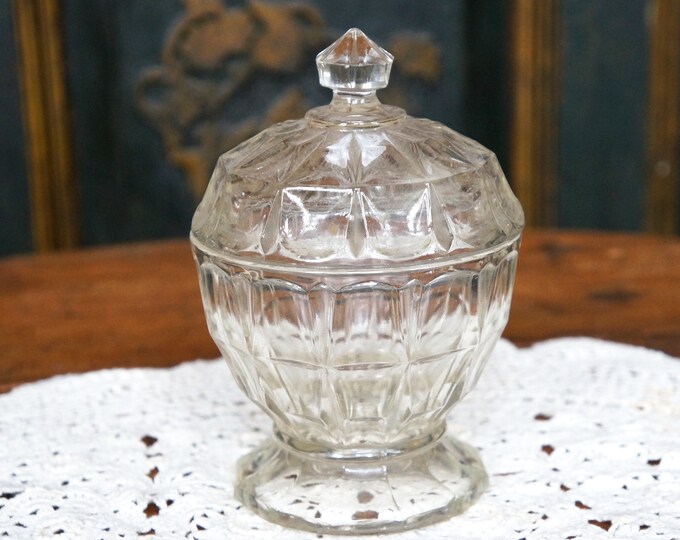 Vintage Footed Glass Candy Dish With Lid,antique Glass Dish With Lid ...