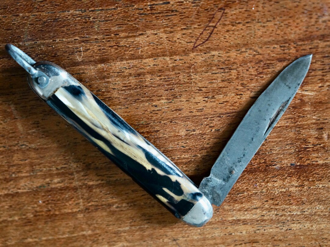 Vintage Pocket Knife, Folding Knife, Shell Decoration Handle Small ...