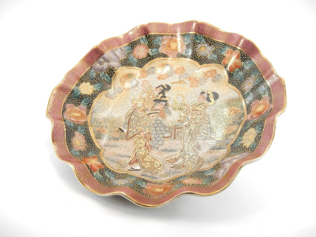 Antique Japanese Satsuma Hand Painted Plate, Antique Japanese Pottery ...