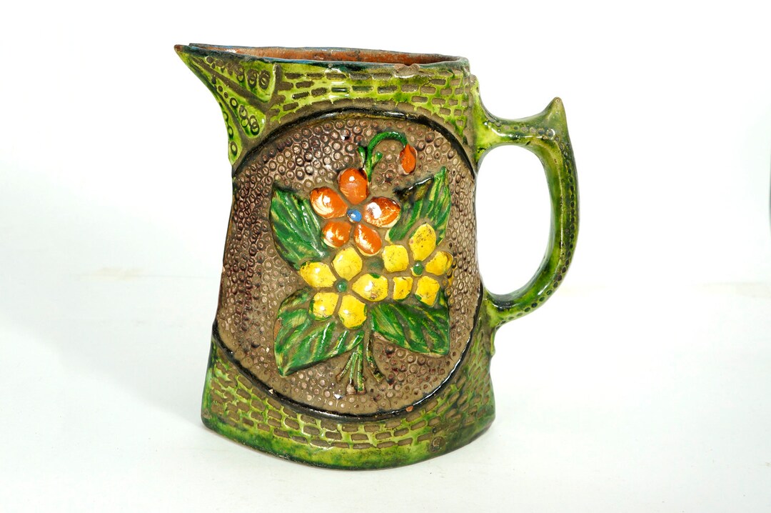 Antique Ceramic Pitcher, Antique Pottery, Wine Pitcher, Handmade ...