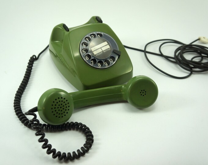 Vintage Rotary Phone, Rotary Phone Green, Working Rotary Phone, Desk ...