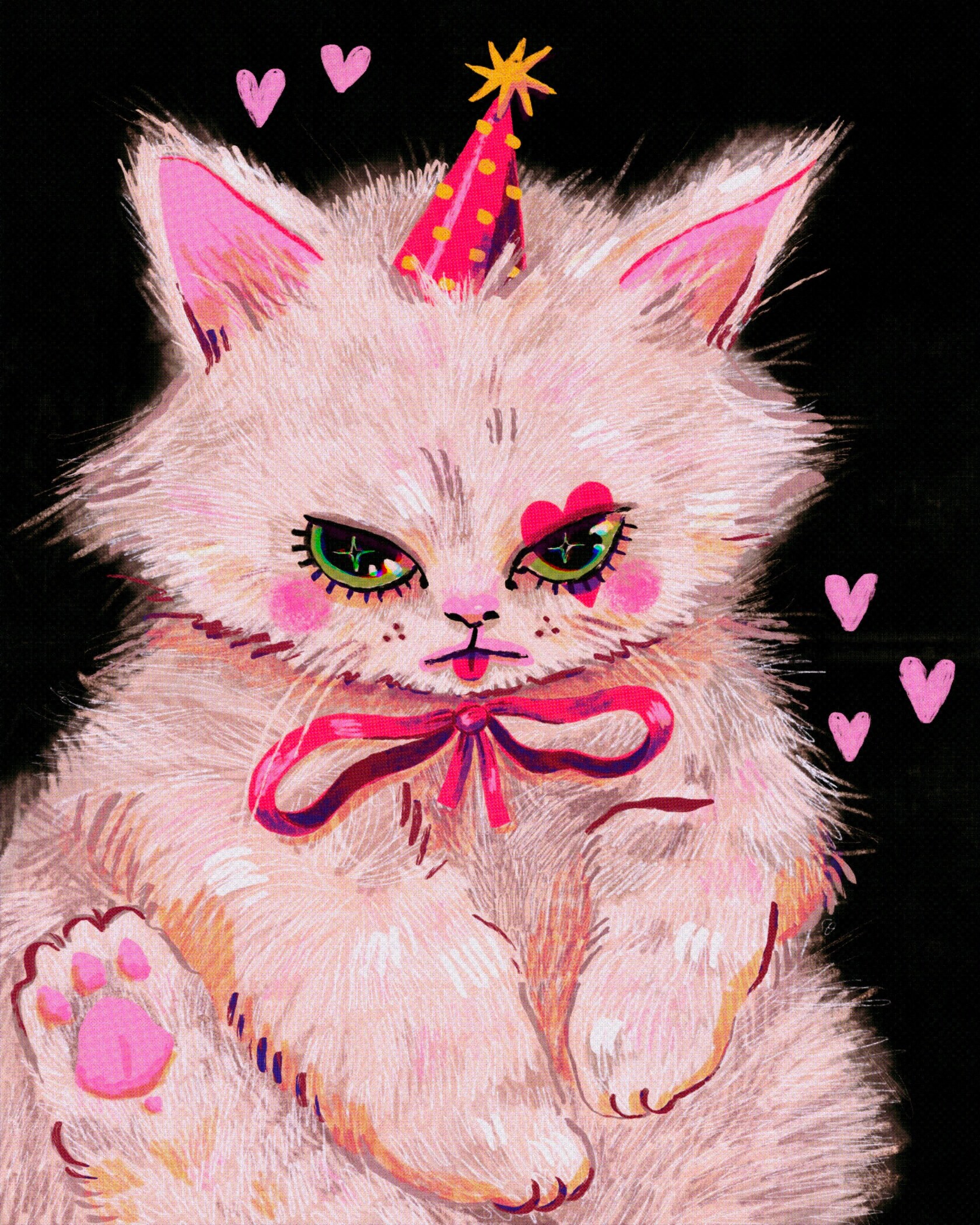 Clown Kitty Print - Etsy