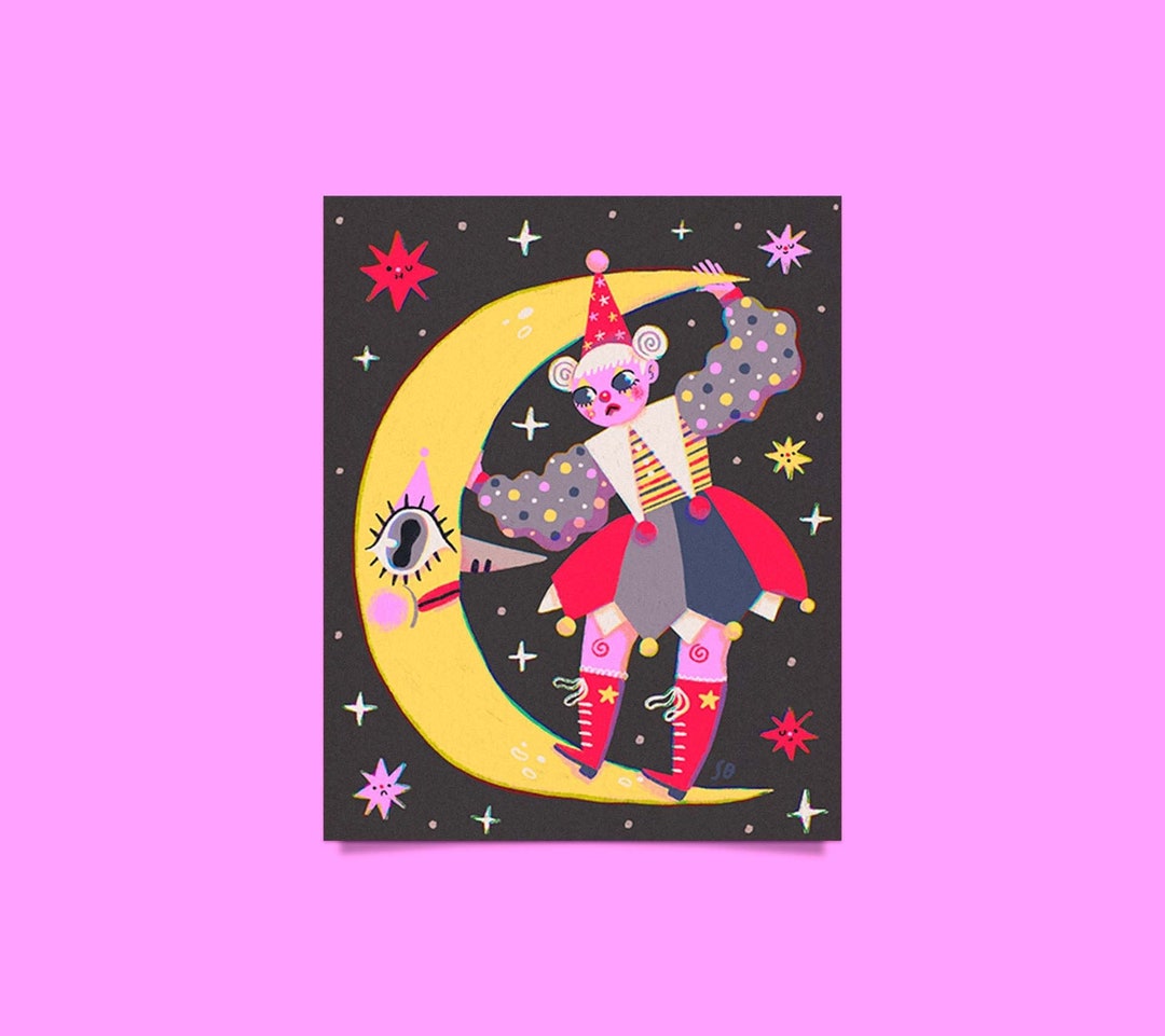 The Moon is A Clown - Print - Etsy