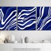 Navy Abstract Painting Set of 3 Prints Minimalist Wall Art Abstract ...