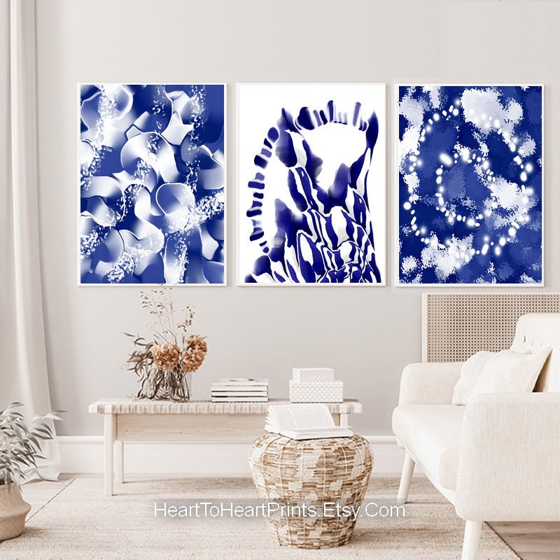 Blue Abstract Set of 12 Posters Abstract Painting PRINTABLE Wall Art ...