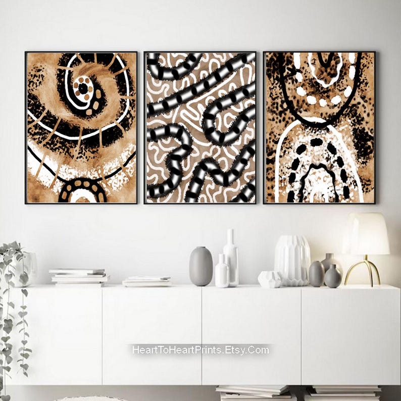 Abstract Expressionism Art Brown Black Printable DOWNLOAD Set of 3 ...