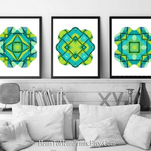 Green Wall Decor 3 Poster Set Canvas Abstract Painting PRINTABLE Wall ...