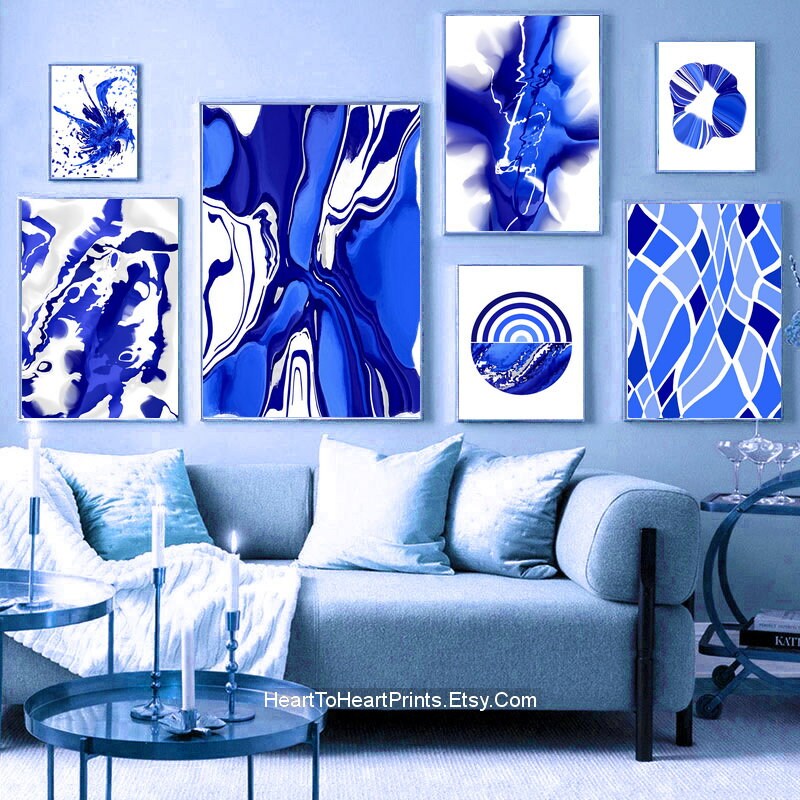 Royal Blue Abstract Set of 12 Posters Abstract Painting - Etsy