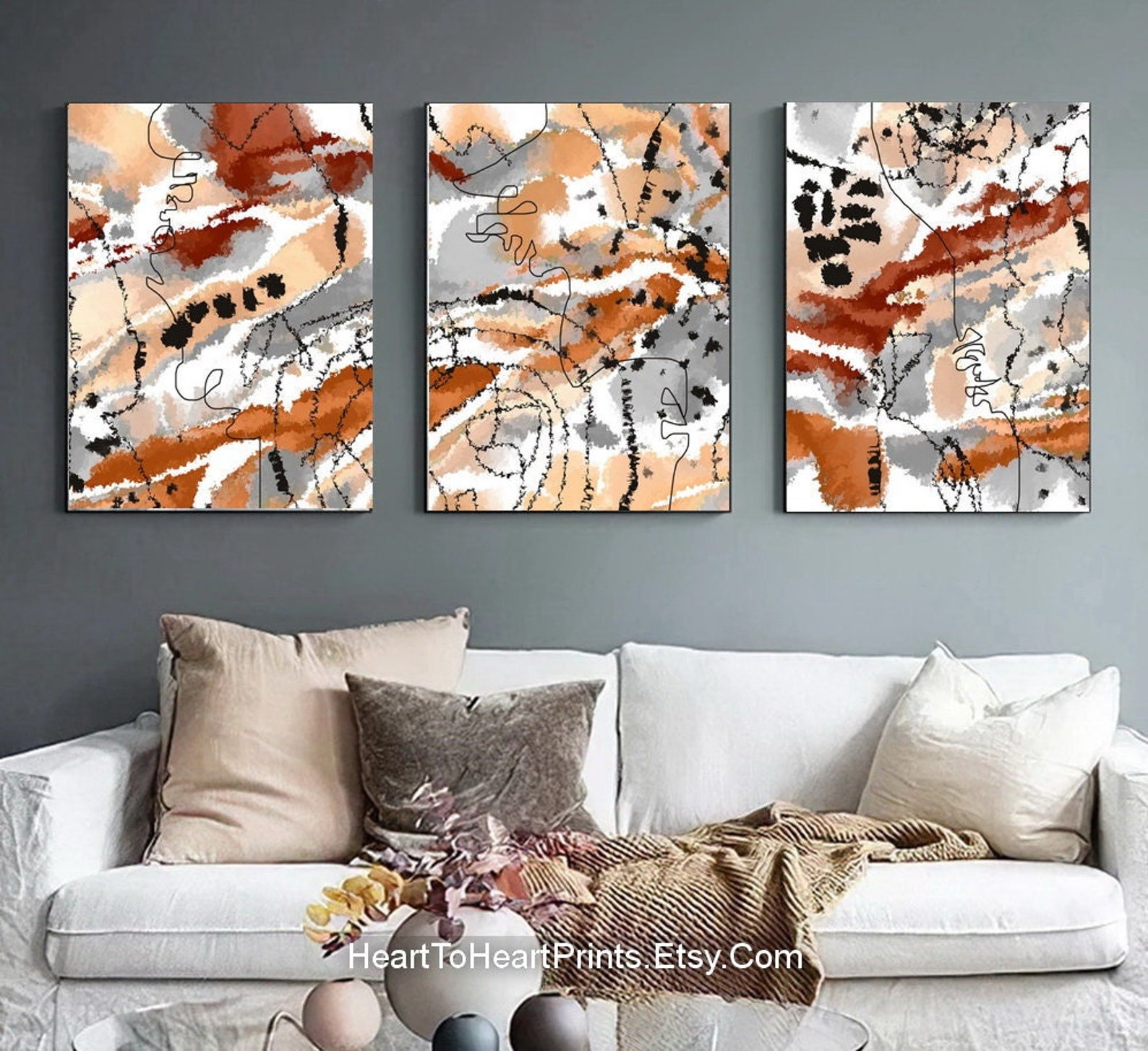 Simple Abstract Gallery Wall Art Set of 3 Neutral Abstract - Etsy