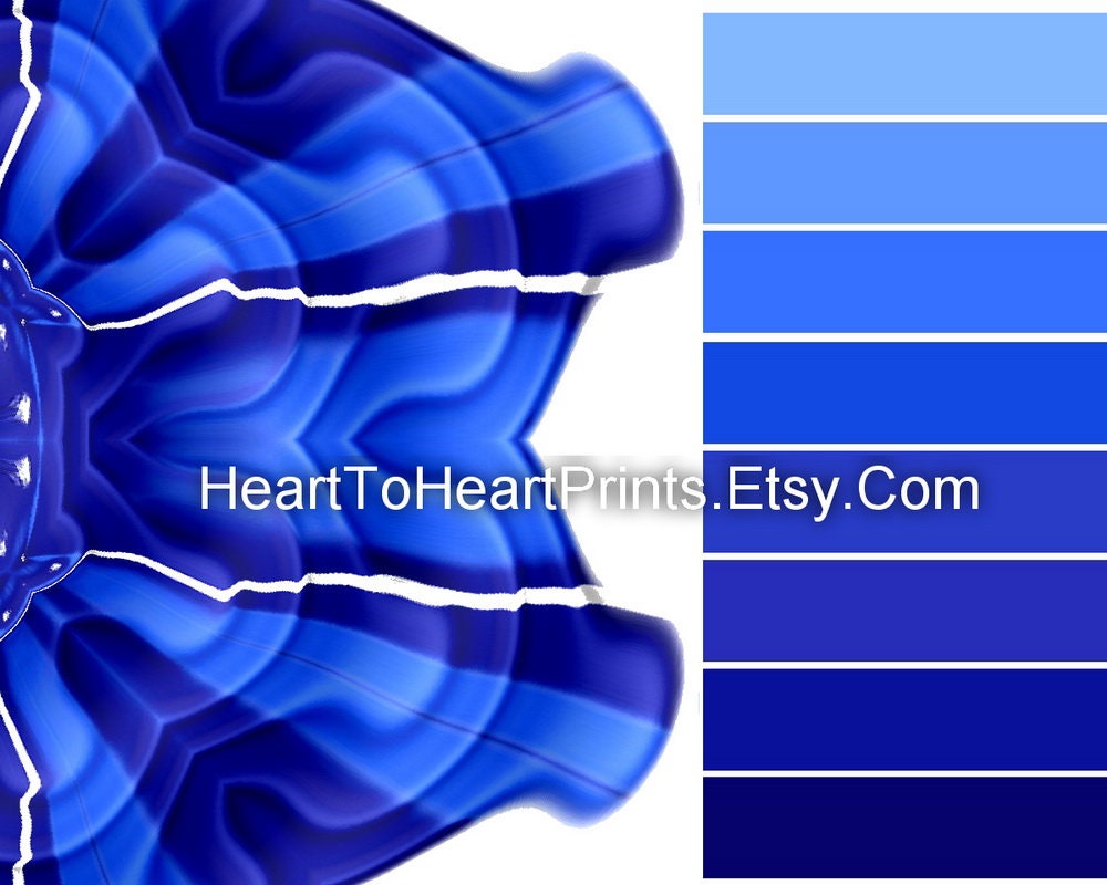 Royal Blue Wall Art Set of 3 Prints Blue Flower Printable Wall Art ...