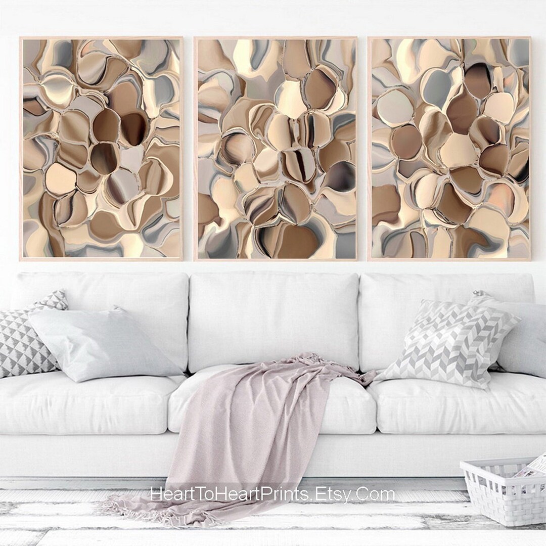 Earth Tone Abstract Painting PRINTABLE Wall Art Set of 3 Posters Brown ...