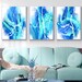 Turquoise Abstract Wall Art Set of 3 PRINTABLE Art Aqua Blue Abstract ...