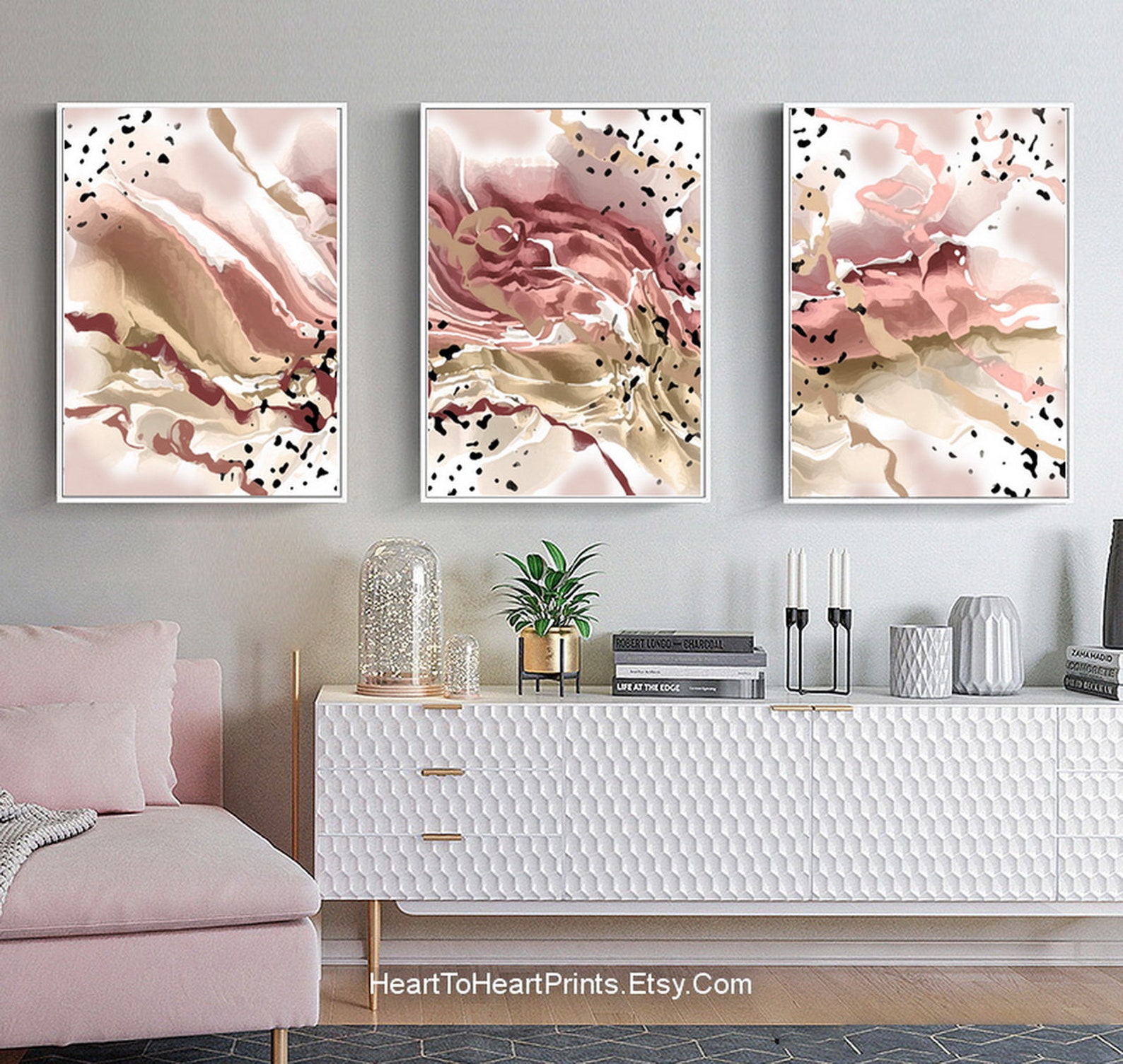 Pastel Abstract Painting Set of 3 Wall Art 24x36 Canvas - Etsy