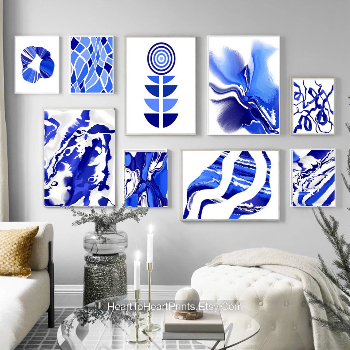 Royal Blue Abstract Set of 12 Posters Abstract Painting - Etsy
