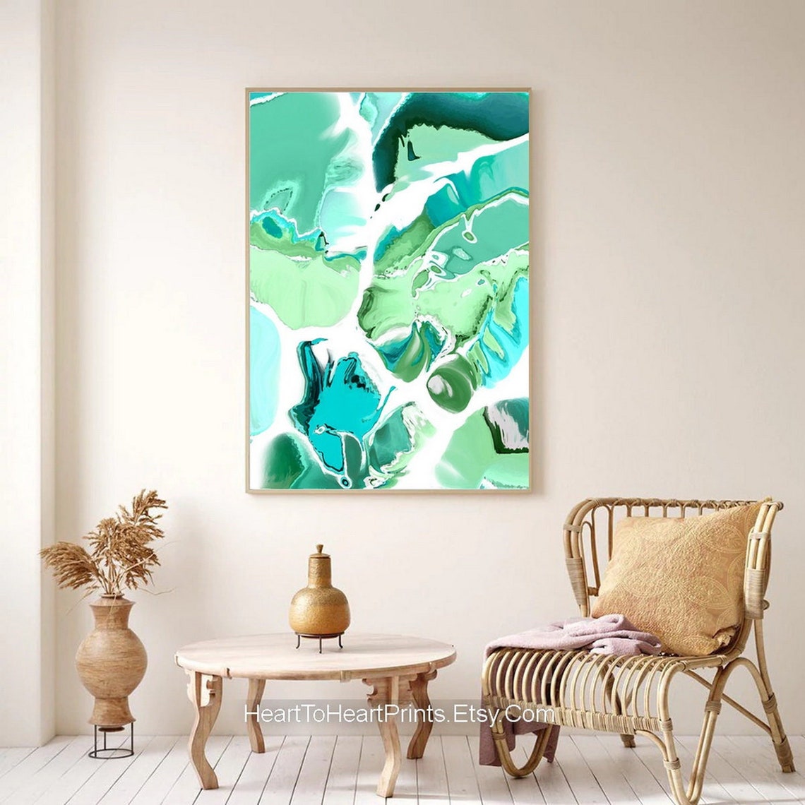 Large Green Abstract Painting Emerald Modern Wall Art Abstract - Etsy