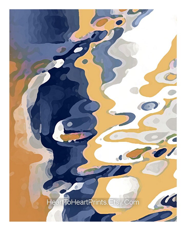 Orange Blue Abstract Painting Set of 3 DOWNLOADABLE Wall Art | Etsy