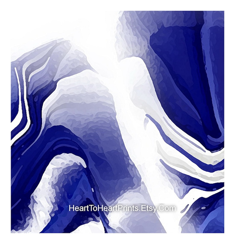 Navy Blue Abstract Painting PRINTABLE Wall Art Set of 3 - Etsy