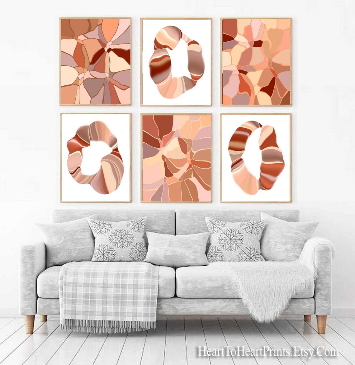Boho Orange Set of 6 Prints Burnt Orange Terracotta Abstract - Etsy