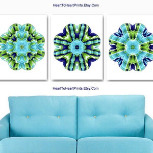Blue Green Wall Art DIGITAL DOWNLOAD Set of 3 Rustic Aqua Blue Lime ...