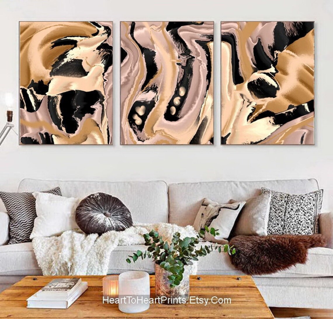 Earth Tones Abstract Painting Set of 3 Posters DIGITAL | Etsy