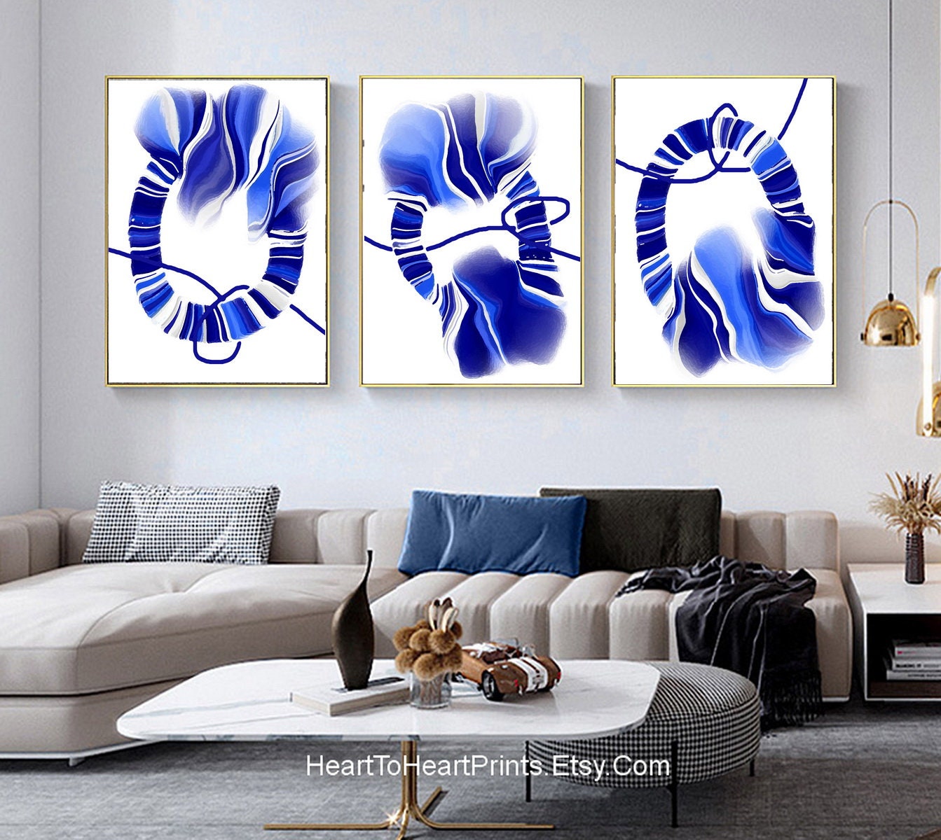Blue Abstract Painting Set of 3 DIGITAL Download Blue Abstract - Etsy