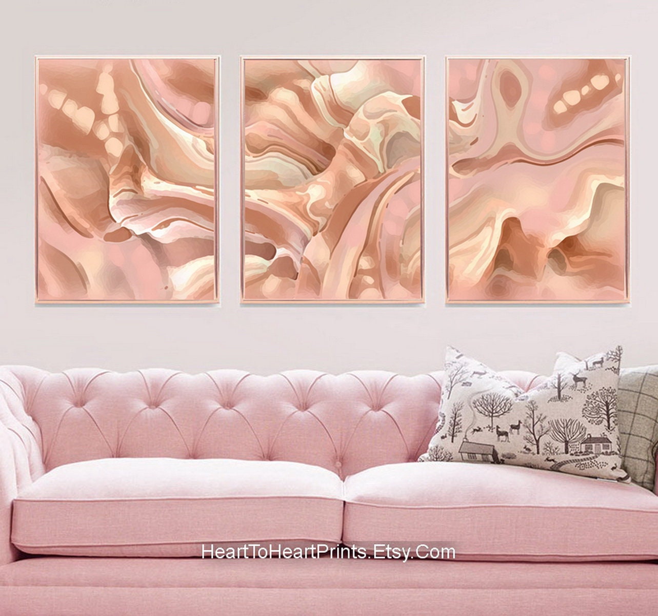 Pink Abstract Set of 3 Posters Large 24x36 Pastel Abstract - Etsy