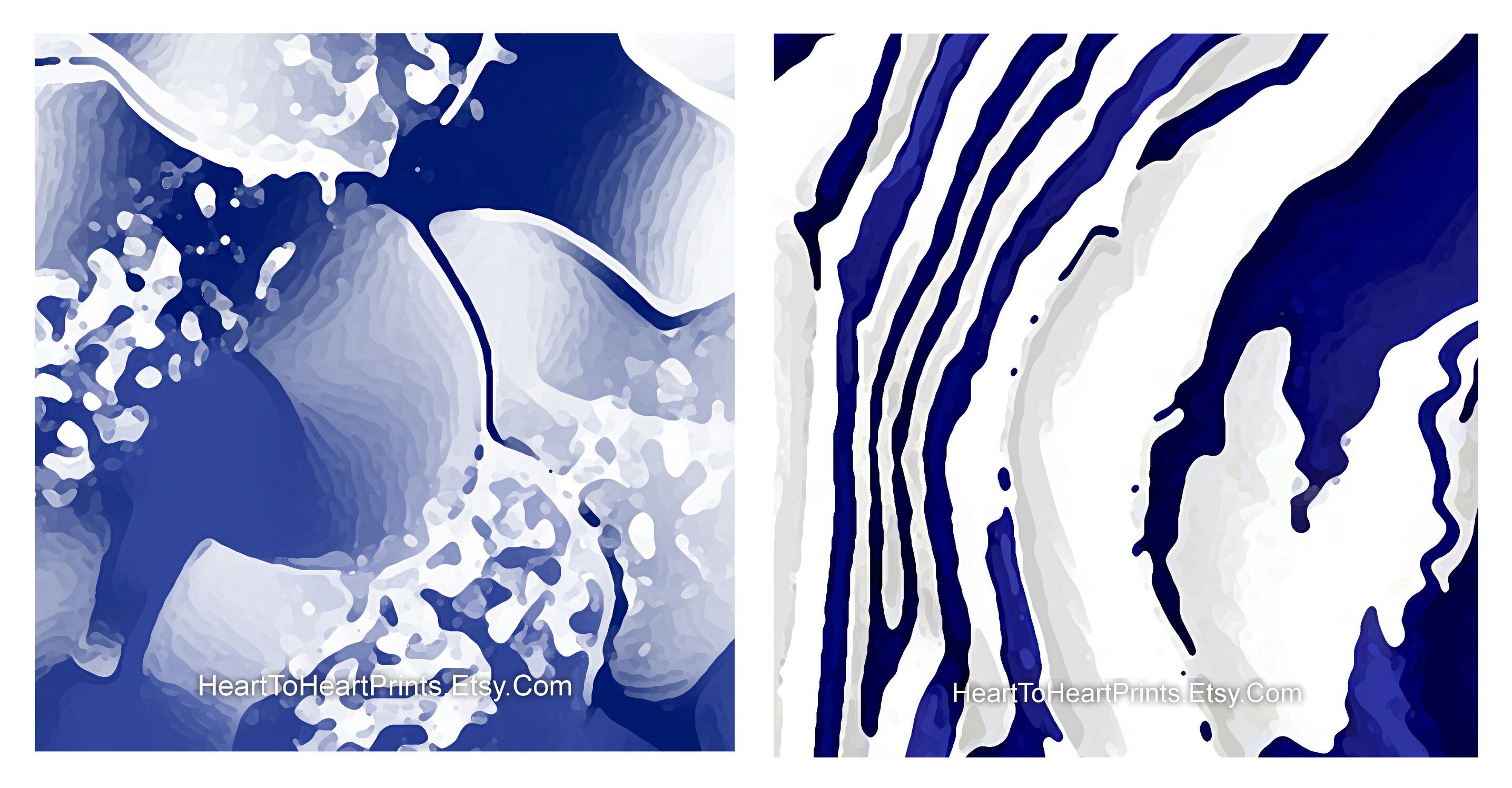 Blue Abstract Set of 12 Posters Abstract Painting PRINTABLE - Etsy