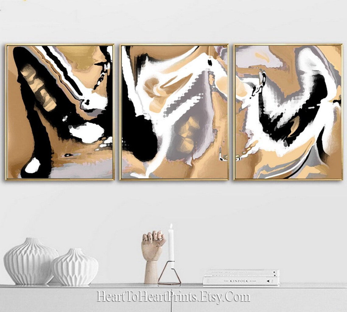 Neutral Abstract Painting Set of 3 PRINTABLE Abstract Wall Art - Etsy