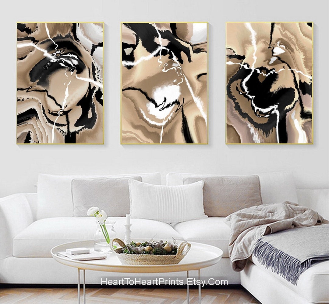 Neutral Abstract Painting PRINTABLE Large Wall Art Set of 3 Poster ...