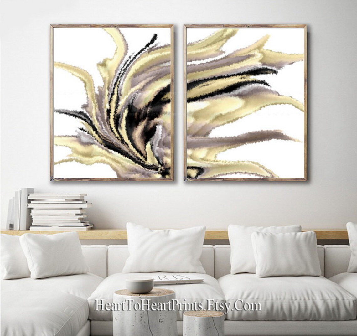 Black Gray Abstract Set of 3 Posters Neutral Wall Art DOWNLOADABLE ...