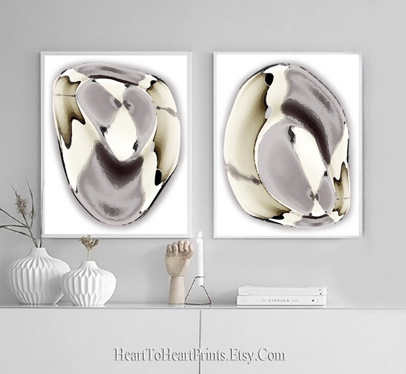 Abstract Painting Printable Wall Art Set of 2 Prints Gray | Etsy