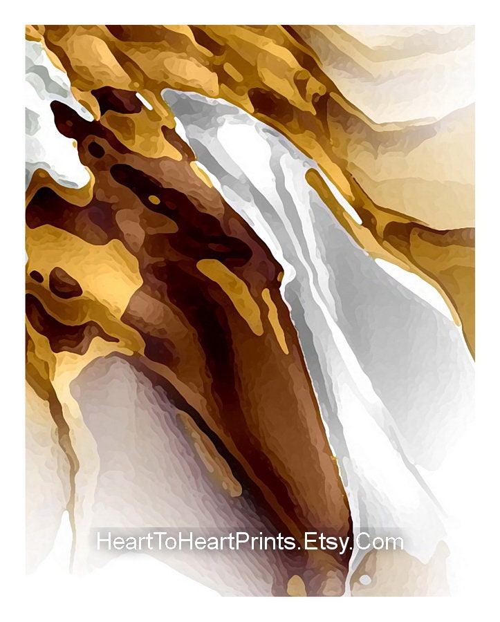 Yellow Brown Abstract Set of 3 Posters Large 18x24 Inch Abstract Canvas ...