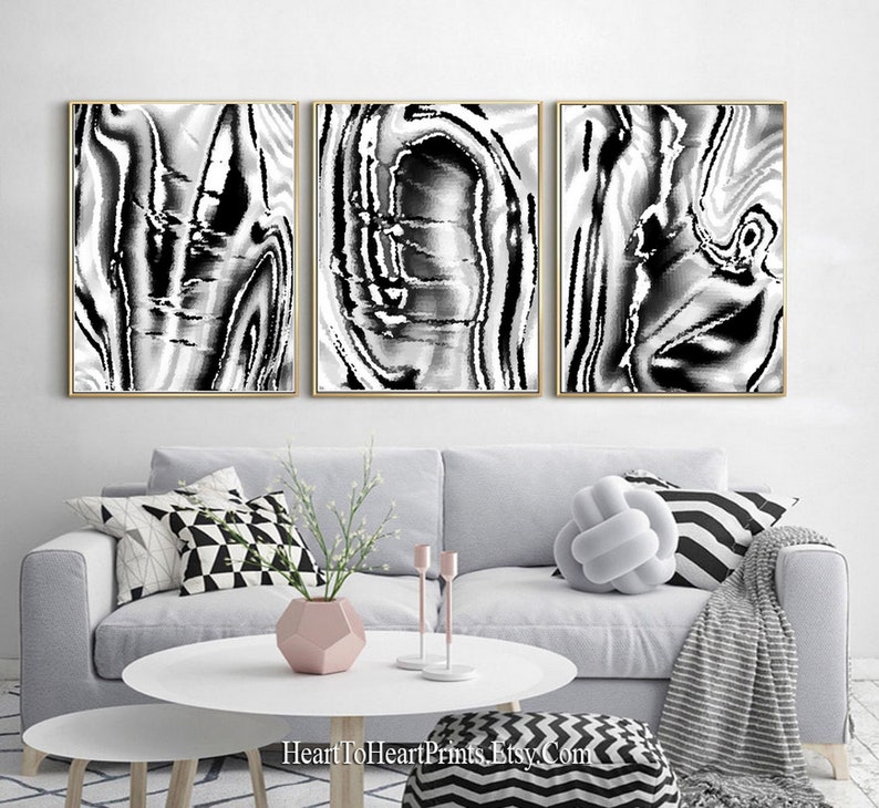 Black and White Abstract Painting PRINTABLE Gallery Wall Art - Etsy