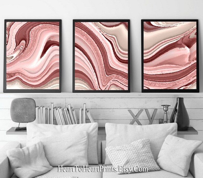 Pink Abstract Set of 3 Posters Pastel Blush Pink Abstract - Etsy