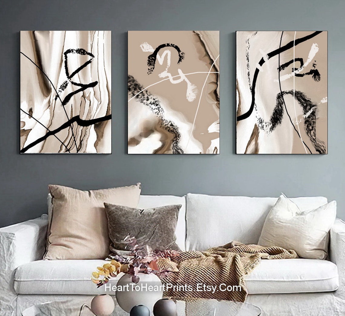 Neutral Simple Abstract Art Set of 3 PRINTABLE Minimalist - Etsy