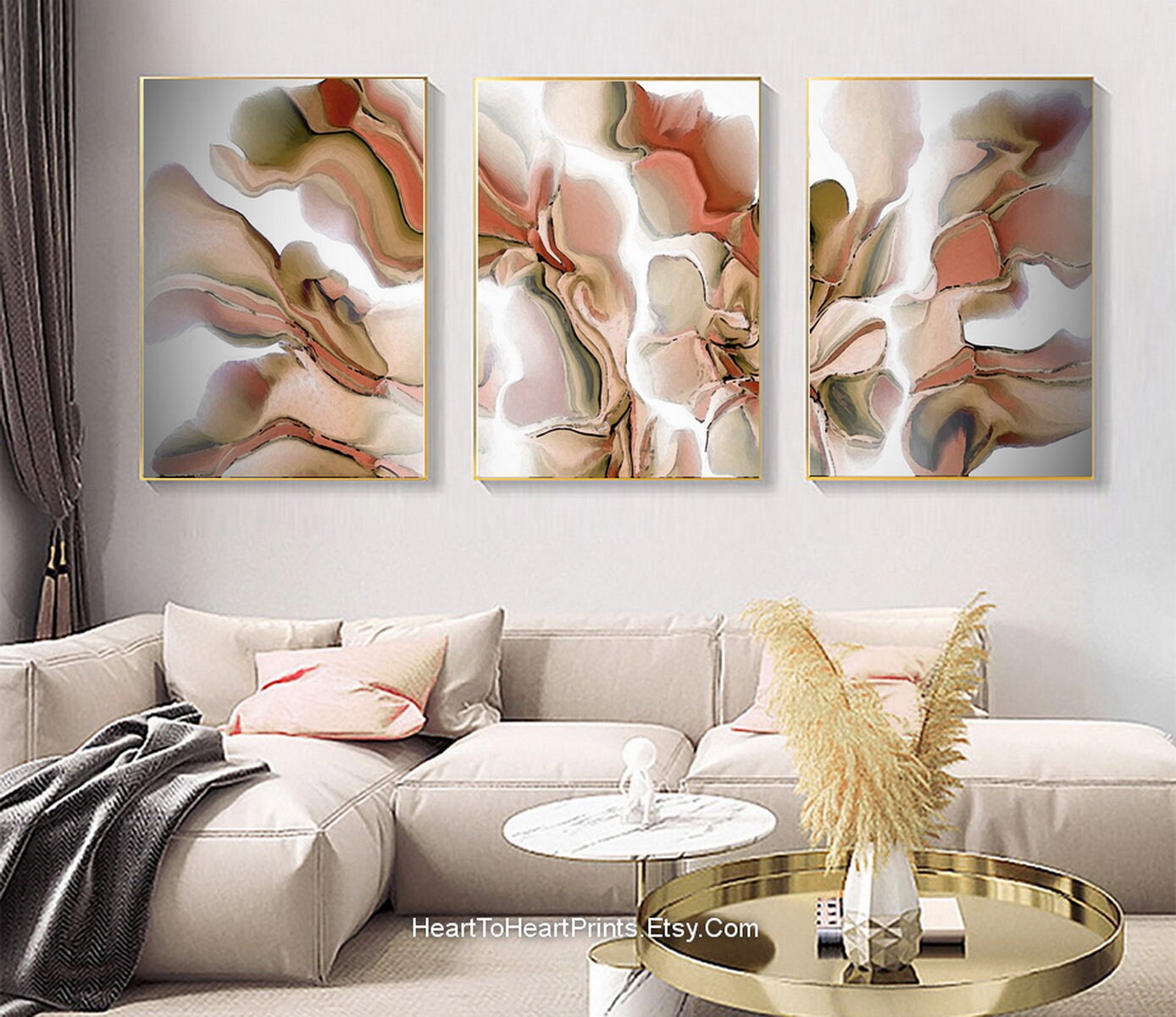 Earth Tone Abstract Set of 3 PRINTABLE Wall Art Neutral Posters Digital ...