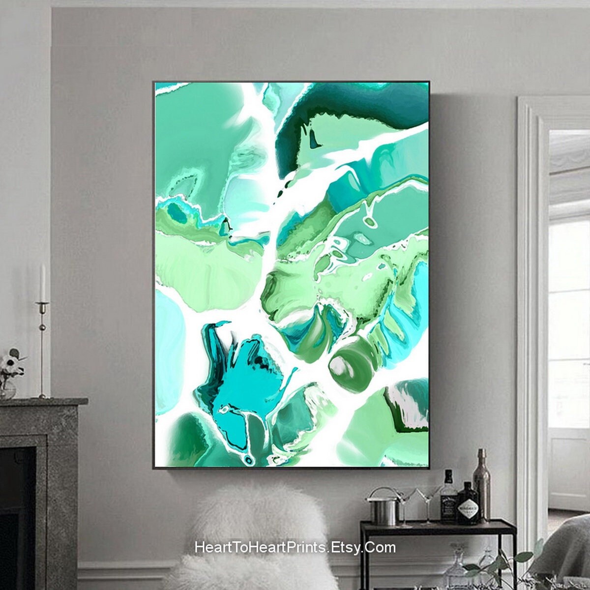 Large Green Abstract Painting Emerald Modern Wall Art Abstract ...
