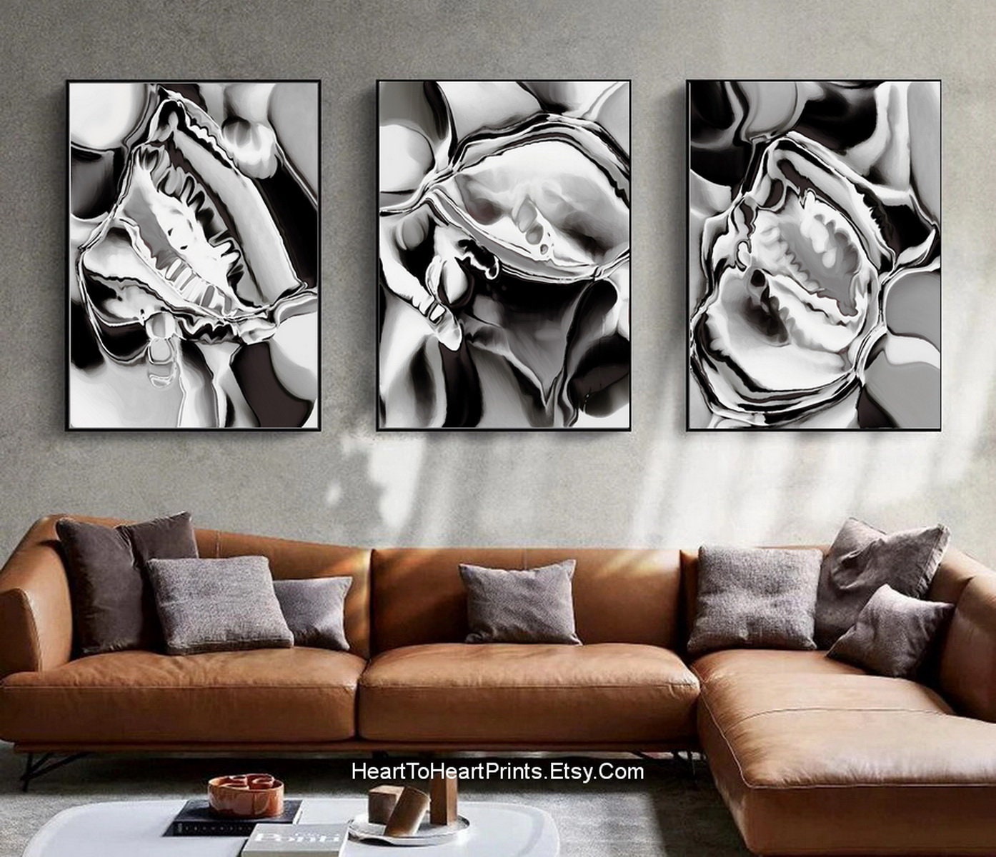 Black White Abstract Painting PRINTABLE Wall Art Set of 3 Large 24x36 ...