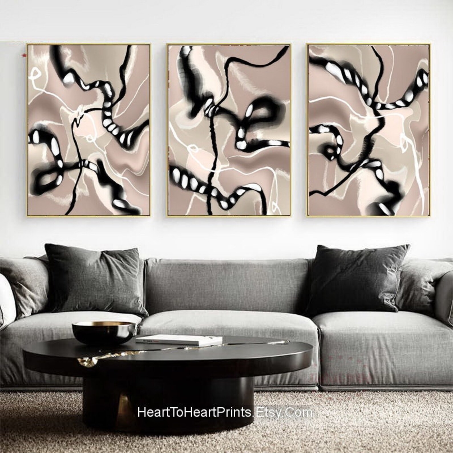 Neutral Abstract Gallery Wall Art Set of 3 PRINTABLE Abstract - Etsy