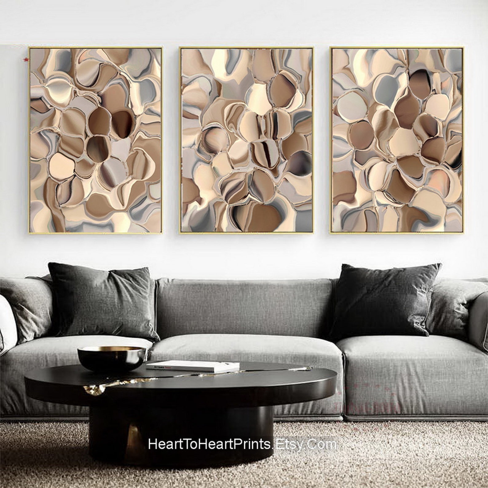 Earth Tone Abstract Painting PRINTABLE Wall Art Set of 3 Posters Brown ...