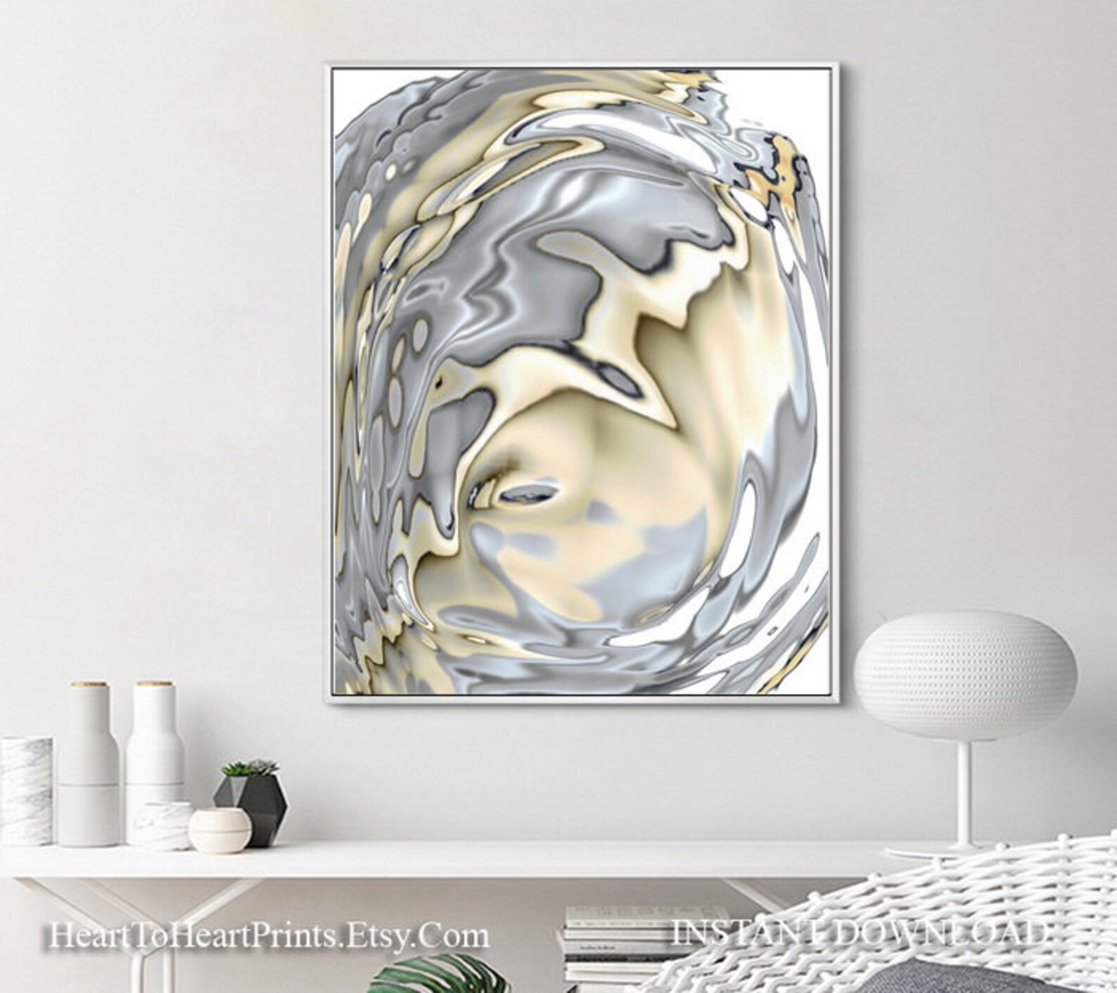 Abstract Painting Printable Wall Art Set of 2 Prints Gray | Etsy