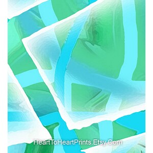 Aqua Blue Lime Abstract Canvas Print Set of 3 Turquoise Abstract ...