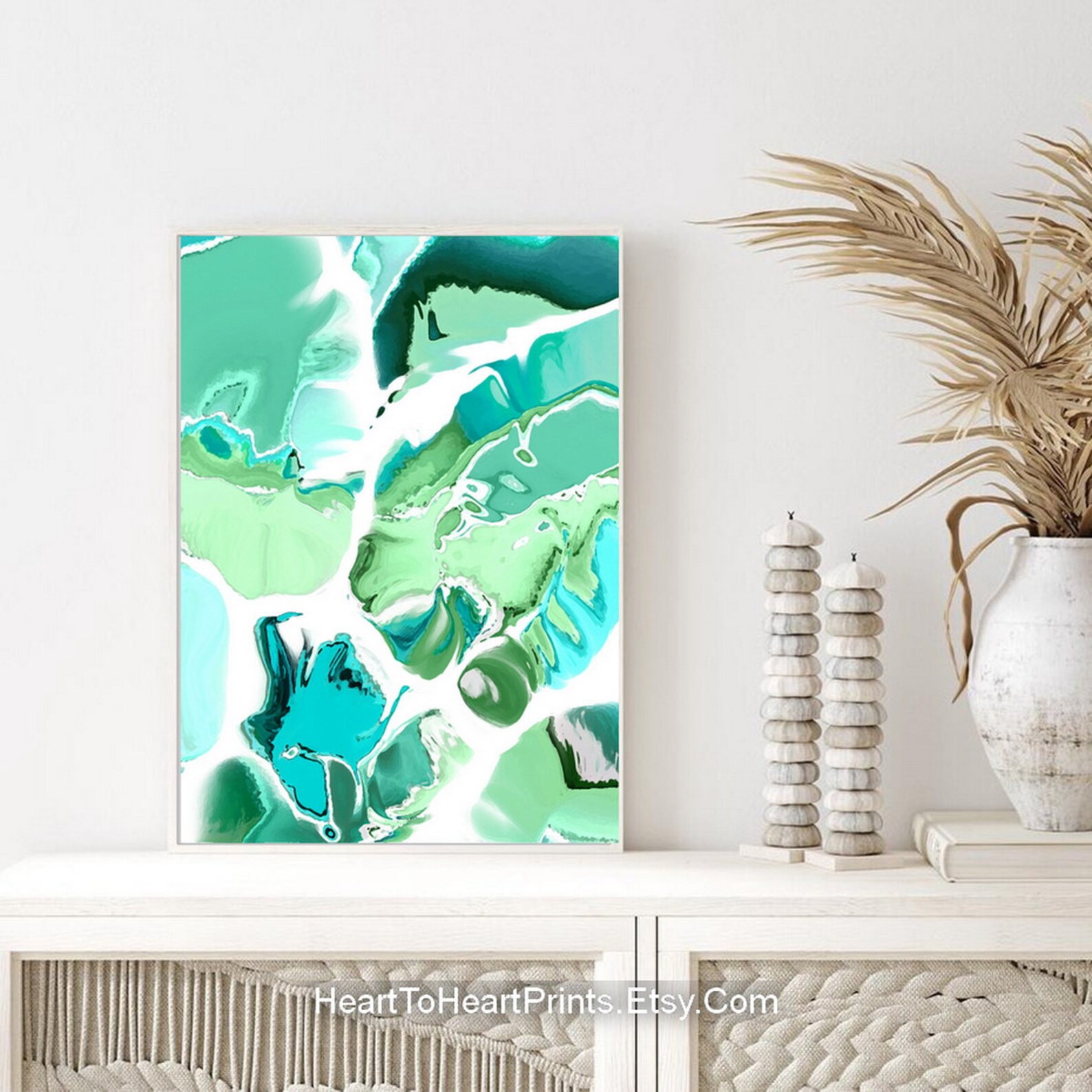 Large Green Abstract Painting Emerald Modern Wall Art Abstract - Etsy