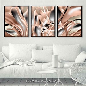 Earth Tone Wall Art Abstract Painting DOWNLOADABLE Art Set of 3 Large ...