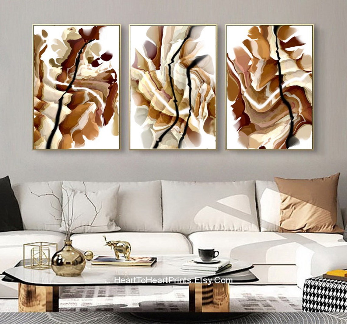 Earth Tone Abstract Painting Set of 3 Pieces Neutral Abstract - Etsy
